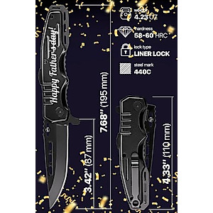 Grand Way Personalized Gift for Men - Customized Pocket Knife Engraved Gifts Dad Husband Custom Knives Idea Birthday Christmas Valentine's Day Anniversary Stocking Stuffers 6681 PS