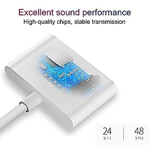 Dual Lightning Splitter for iPhone,[MFi Certified] iPhone Headphone Adapter 2 in 1 Dual Lightning Headphone Jack Audio + Charge Cable Compatible for iPhone 12/12 Pro/11/XS/XR/X 8 7/iPad/ iPod