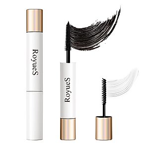 Easilydays Black Mascara for Eyelashes Waterproof, Double-ended 2-in-1 Lash Primer & Mascara Duo, Primer Styling Cream, Long-Lasting Smudge-Proof Mascara Black Slender, Dense Thick Curling for Eye Makeup, No Clumping