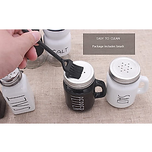 Wartter Farmhouse Salt and Pepper Shaker Set, Vintage Glass Black and White Shaker Set with Stainless Steel Lid (Black/White)