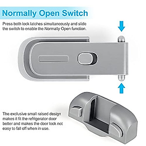 CLYMENE Refrigerator Fridge Freezer Door Lock for Kids, Child Proof Refrigerator Latch Lock to Keep Door Closed, No Tools Required and Easy Installation (Grey)