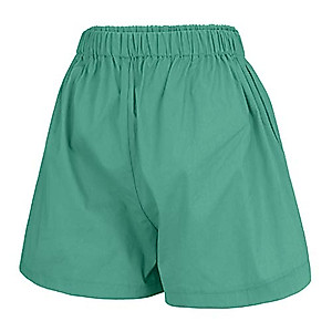 New Beach Shorts, Thenlian Women's Fashion Solid Color Cotton Flax Elastic Short Pants Leisure Shorts(XXXXL, Blue)