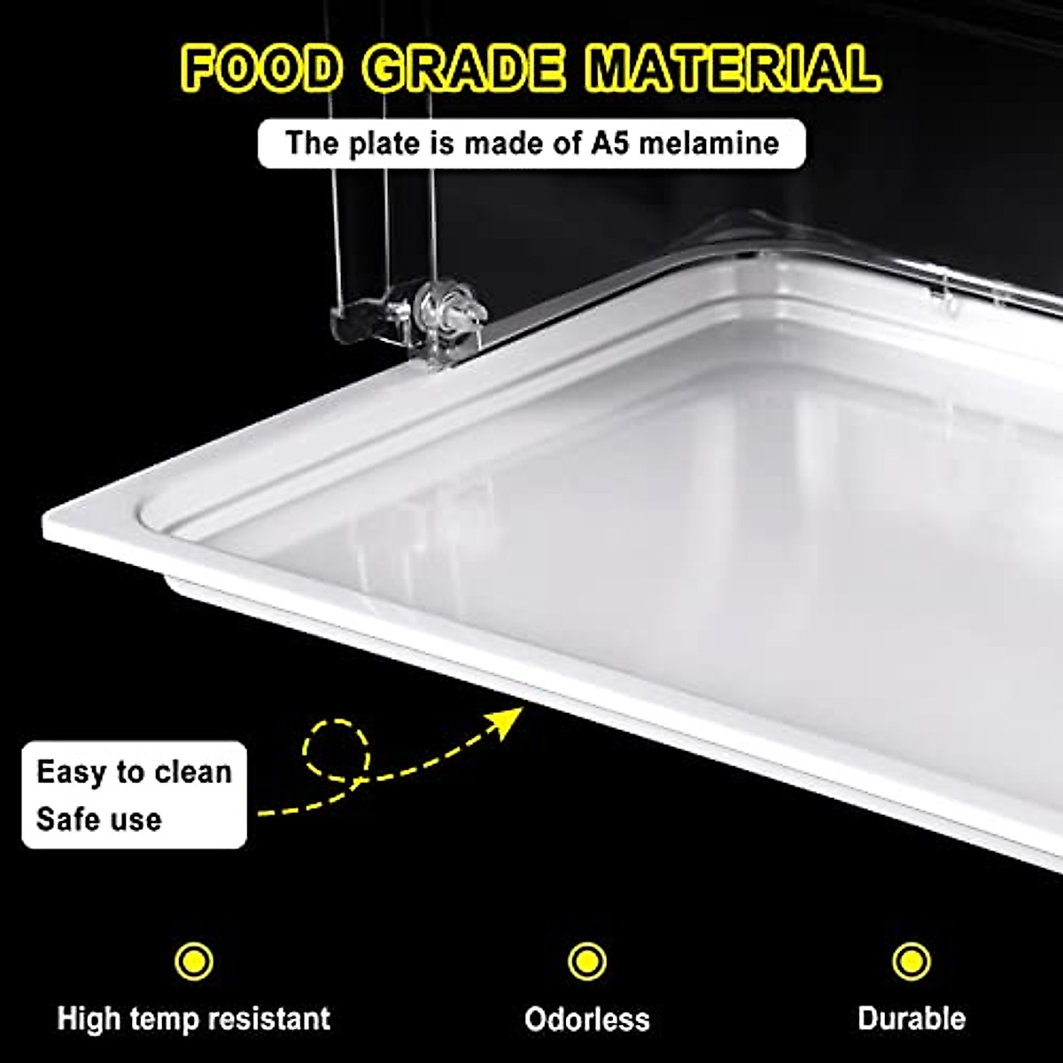 Food Serving Display Tray with Clear Roll Top Cover Reusable Platter Cake Pastry Dessert Display Tray Plate Case with Lid for Food Buffet