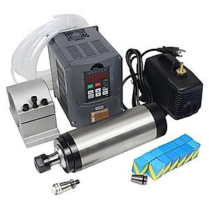 CNCTOPBAOS 2.2KW Water Cooled Spindle Motor ER20 24000rpm 400Hz+2.2KW VFD Inverter Variable Frequency Driver 110V+80mm Clamp+80W Pump+6m Pipe+14pcs Collet CNC Kit for CNC Router Milling Machine