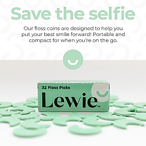 Lewie Floss Coin - Dental Floss Picks (32 Count) - High Toughness & Thin Thread Floss Picks for Removing Plaque - Compact, Travel-Friendly Tooth Flossers with Portable Package - 2pk, 64 pics