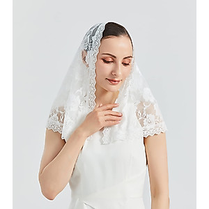 Grettytling Lace Mantilla Veil Soft and comfortable 7 Colors Spanish Style Rose Lace Veil Head Covering D Shape ， 2pcs Black&white