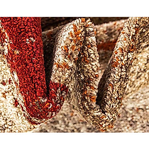 Unique Loom Autumn Collection Modern Contemporary Casual Abstract Area Rug, 2' x 6' 1" Runner, Beige/Brown