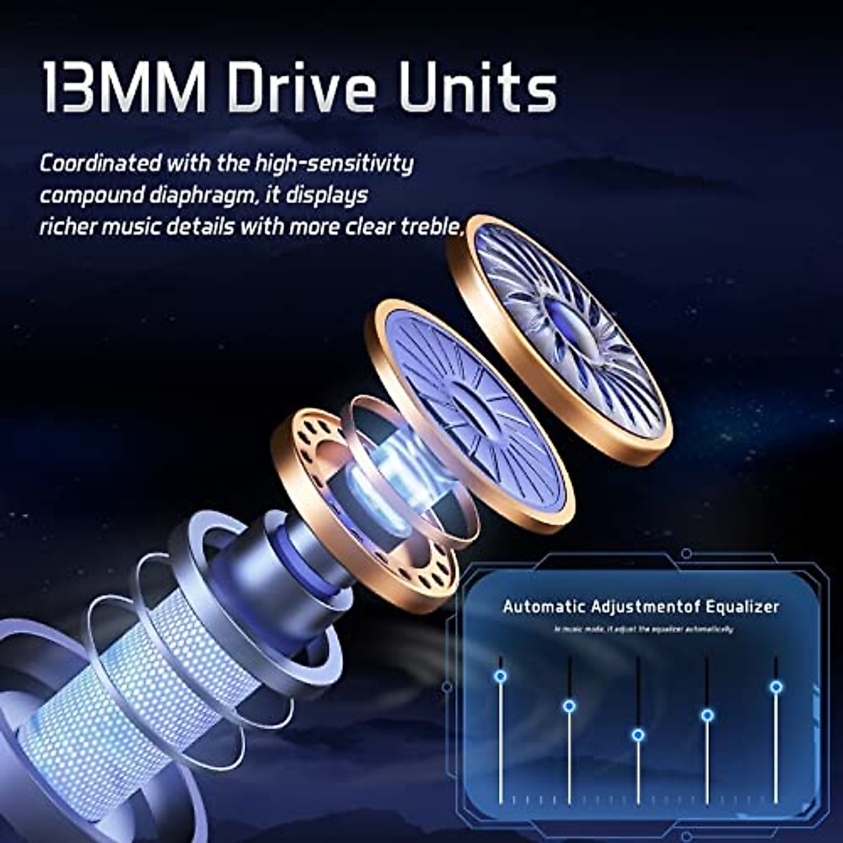 KENKUO Bluetooth Earbuds, 30ms Ultra-Low Latency, Gaming Earbuds with Breathing Light on Charging case, 13mm Driver Surround Stereo, Wireless Earphones with 35Hours Playtime, Black