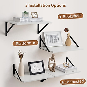 Axeman Deep Floating Shelves for Wall, 12 Inch Deep White Floating Shelves, Wide Wood Wall Shelves Set of 2, 16W x 12D Floating Shelves for Wall Storage Decor - White