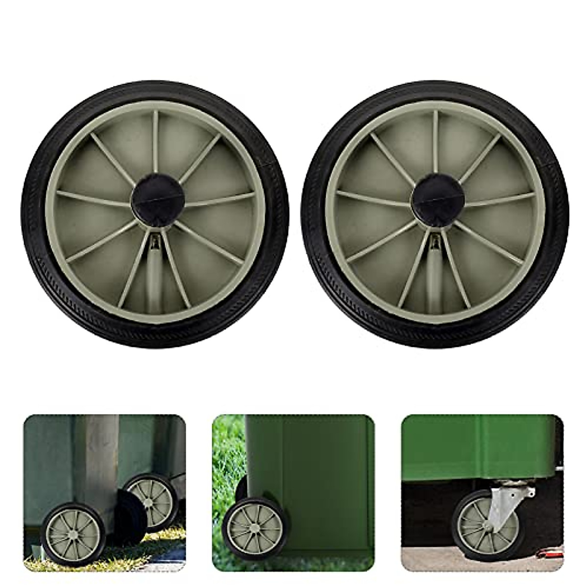 Happyyami Garbage Container Wheels 2Pcs Trash Can Garbage Can Rubber Replacement Wheel Can Pulley Outdoor Trash Can Wheels Tools Accessories Waste Container Wheels