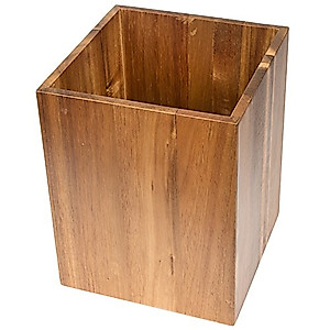 Creative Home 63070 Solid Acacia Wood Square Waste Basket Recycle Bin, Trash Can, Natural Finish
