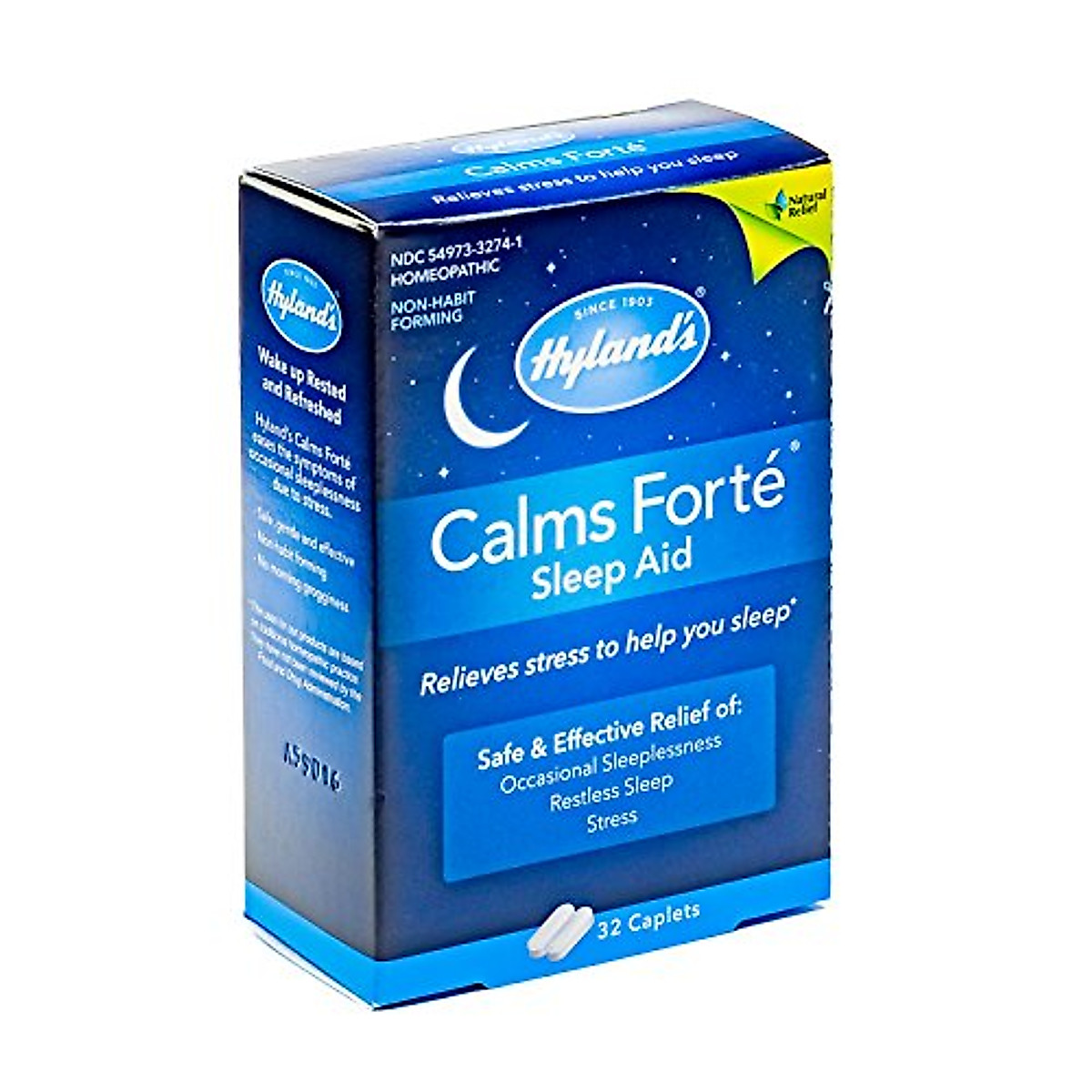 Hyland's Calms Forte' Sleep Aid Caplets, Natural Relief of Nervous Tension and Occasional Sleeplessness, 32 Count