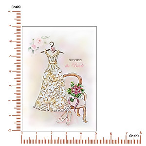 QUILLCRAFT Here comes the Bride Card, Happy Wedding Card, Bridal Shower, Quilling Quilled Congratulations Card, Bride to be, Artful Engagement Card for Her Women Daughter (Here comes the Bride)