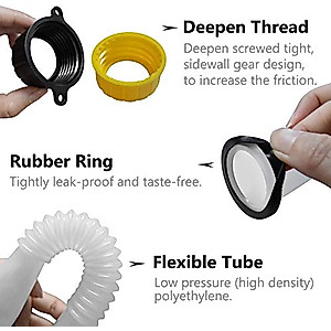 EONLION 3 Pack Gas Can Replacement Spout Kit, Flexible Pour Nozzle with Gasket, Stopper Caps, Collar Caps, Stripe Cap, for Water Jugs and Old Can