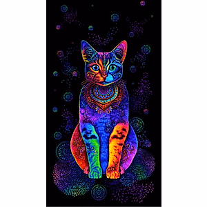 Generic Timeless Treasures Wildcat by Chong-A Hwang CD3030 Black Wildcat 24"" Panel Fabric, Mixed