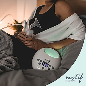 Motif Medical Luna with Battery Double Electric Breast Pump, Portable Breast Pump with Battery - Easy to Use, Quiet Motor, Built-in LED Night Light