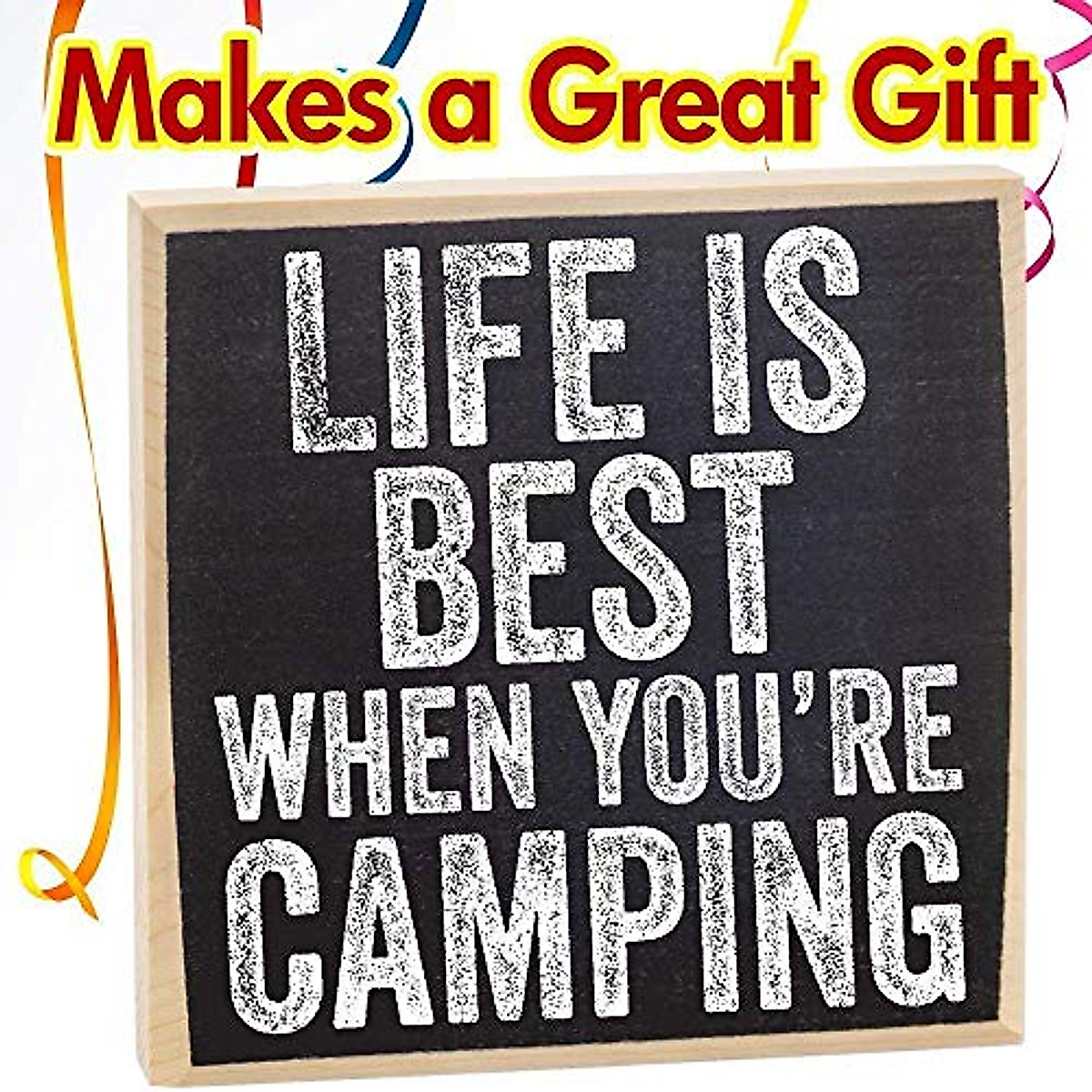 Decor Wooden Sign - Life is Best When You're Camping - Rustic Wooden Sign - Little Signs with Sayings - Camping Signs, Camper Decorations for Inside, Great RV Decor and Camping Signs Gift for Campers