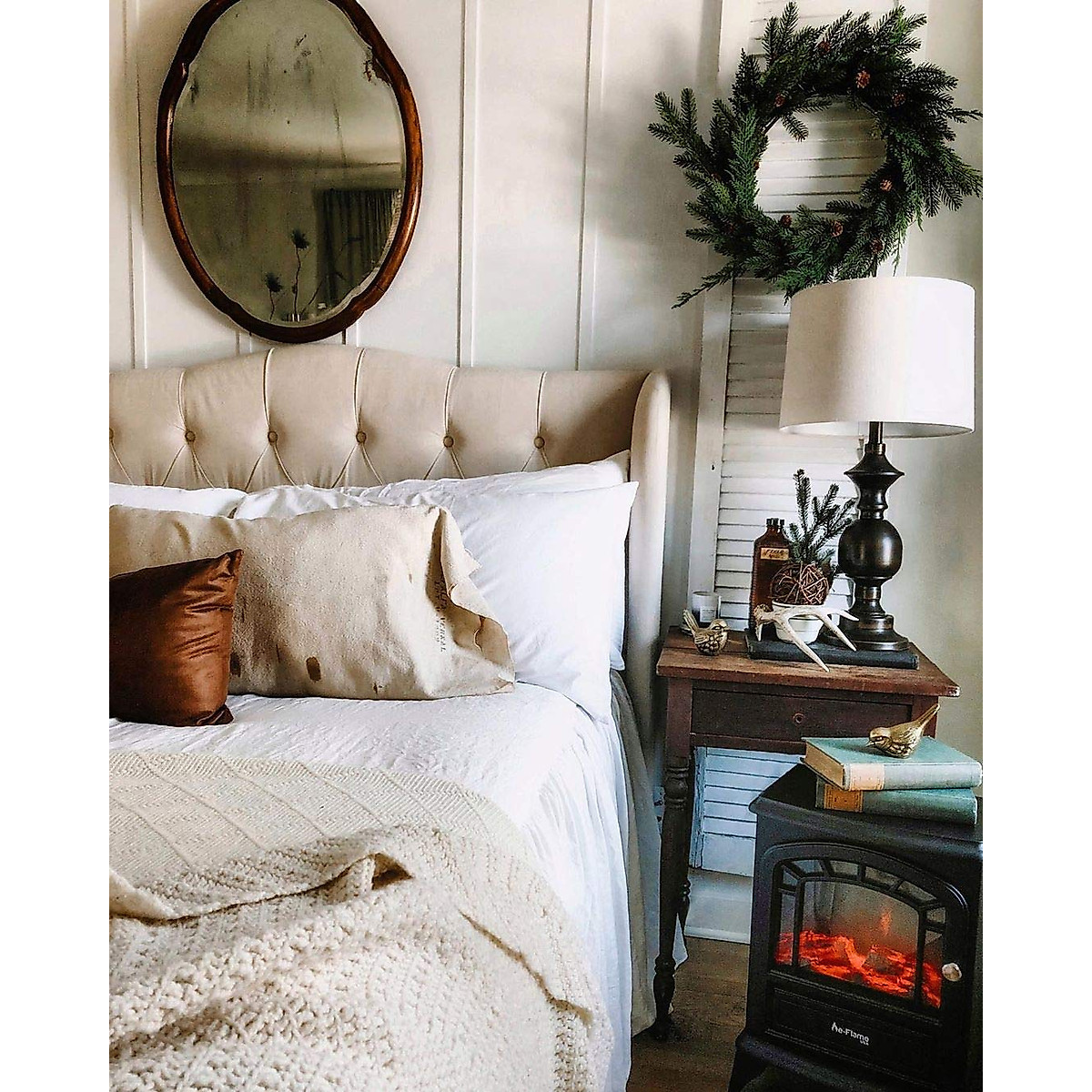 e-Flame USA Aspen Freestanding Electric Fireplace Stove - 3-D Log and Fire Effect (Black)