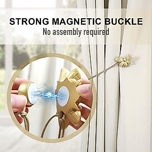 Curtain Holdbacks, Gift Set of 2, Resin Magnetic Curtain Tiebacks Golden Flying Bee Curtain Holders, Decorative Curtain Ties for Drapes, Outdoor Home Office Farmhouse Curtain Decorative Accessories