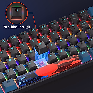 Mosptnspg Protable 60% Percent Gaming Keyboard Mechanical, Mini Compact RGB Backlit 68 Keys Wired Office Keyboard with Red Switch for Mac/Win (Monstor Black/red Switch 68)