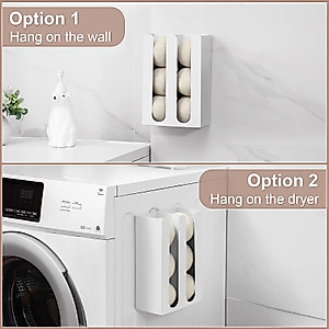 Magnetic Dryer Ball Holder for Laundry Room,Iron Dryer Ball Dispenser for Laundry Storage Container,Laundry Dryer Balls Organizer,Magnetic Dryer Ball Basket,Laundry Room Organizer,White(No Balls)