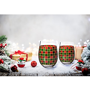 Crystal Christmas Holiday Tree Stemmed Wine Glass - Pink & Green - 12oz Goblet Bordeaux Gold Rim Colored Glassware, Cheerful Party Festive New Years Cheer for Holiday Gift Xmas & Winter Season