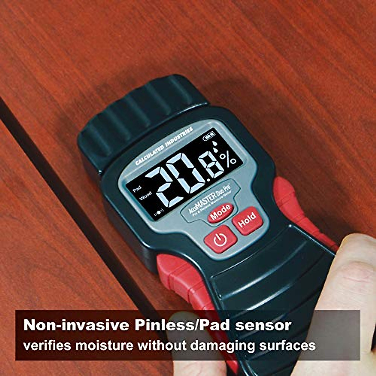 Calculated Industries 7445 AccuMASTER Duo Pro Pin & Pinless Moisture Meter Detects Hidden Leaks and Moisture | Combo Non-invasive Pad + Pin Sensors | for Restoration Contractors, Woodworkers, DIYs