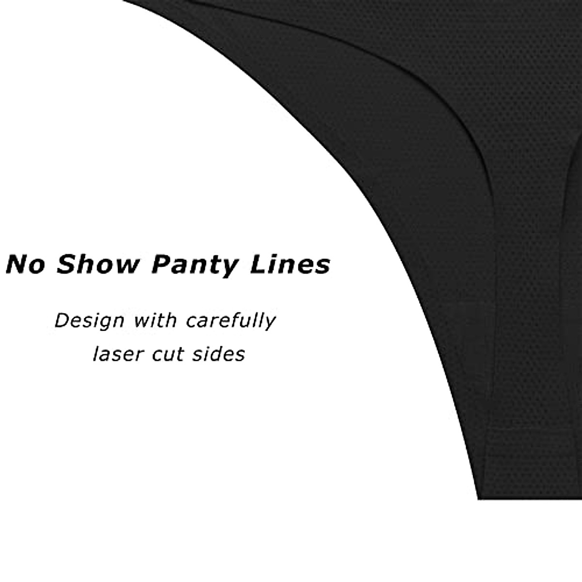 CRISAN Thongs for Women Seamless No Show Thong Stretchy Spandex Nylon Underwear Black X-Small