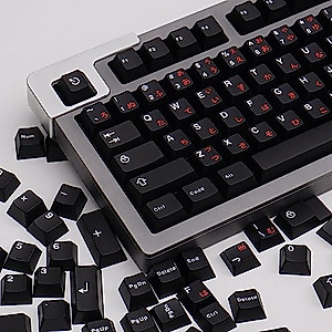 Tirpleshot Minimalist Black Keycaps Cherry Profile Japanese Keycap Set for Mechanical Keyboard 61/87/104/104 Cherry Mx Switches