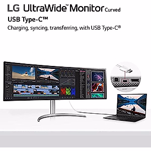 LG 49WQ95C-W 49 Inch 32:9 Curved UltraWide DQHD (5120 x 1440) Nano IPS Monitor, NVIDIA G-SYNC Compatible & AMD FreeSync Premium Pro, HDMI 2.1 & USB Type-C (90W PD), Tilt/Height/Swivel Adjustable