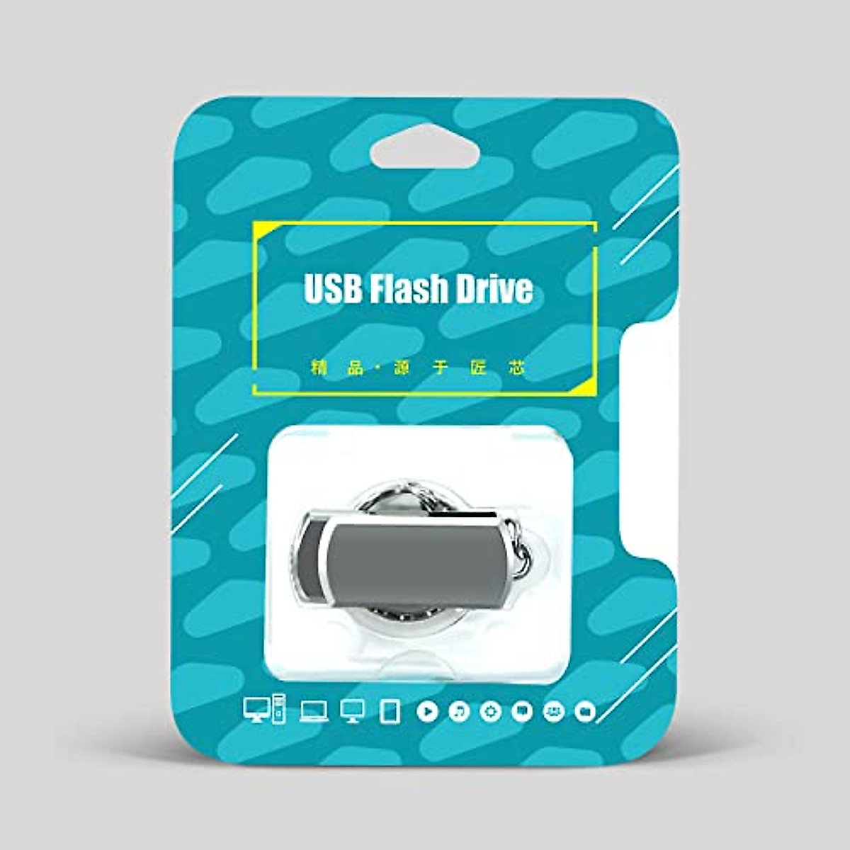 304 Stainless Steel USB 3.0 Flash Drive with Metal Lanyard/Key Chain,20Mb/S High Speed Data Transmission,32GB 64GB 128GB (64GB,Silver)