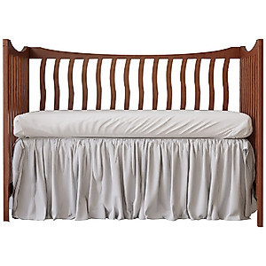 Tadpoles Dust Ruffle Crib Skirt | 28" x 52" with a 14" Drop | Made of 100% Softly Brushed Microfiber Polyester | Easy to Care for | Soft, Smooth, Breathable & Durable | Ideal for Babies | Grey