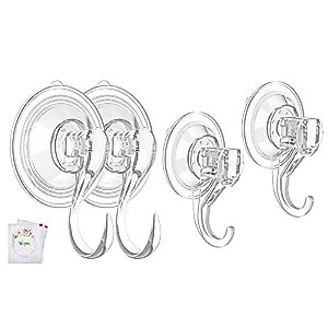 VIS'V 2 Pcs Large Suction Cup Hooks with 2 Pcs Small Suction Cup Hooks