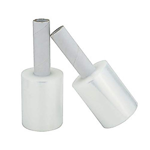 Stretch Wrap, 2-Pack Mini Stretch Wrap Roll – Stretch Wrap with Handle for Pallet Wrapping and Packaging – 80 Gauge Shrink Wrap Roll – 5-inch by 1000ft Professional Plastic Wrap
