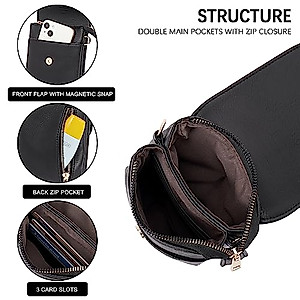 CLUCI Small Crossbody Bags for Women Leather Cell Phone Shoulder Purses Black
