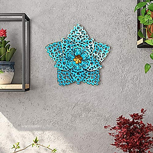 SQshun 11 Inch Large Metal Flower Wall Art Multiple Layer Home Decor for Outdoor Bedroom Living Room Office Garden