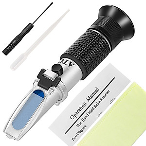 Wine Refractometer,V-Resourcing Hand Held Brix/Alcohol Refractometer with ATC for Wine Making Homebrew Kit, Dual Scale(Brix 0-40%, Alcohol 0-25%)