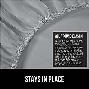 Gorilla Grip Laundry Basket and Fitted Bed Sheet, Laundry Bag Size 82L in Gray, Easy Carry Handles, Bed Sheet Size Twin in Gray, Shrink Resistant Deep Pocket, 2 Item Bundle