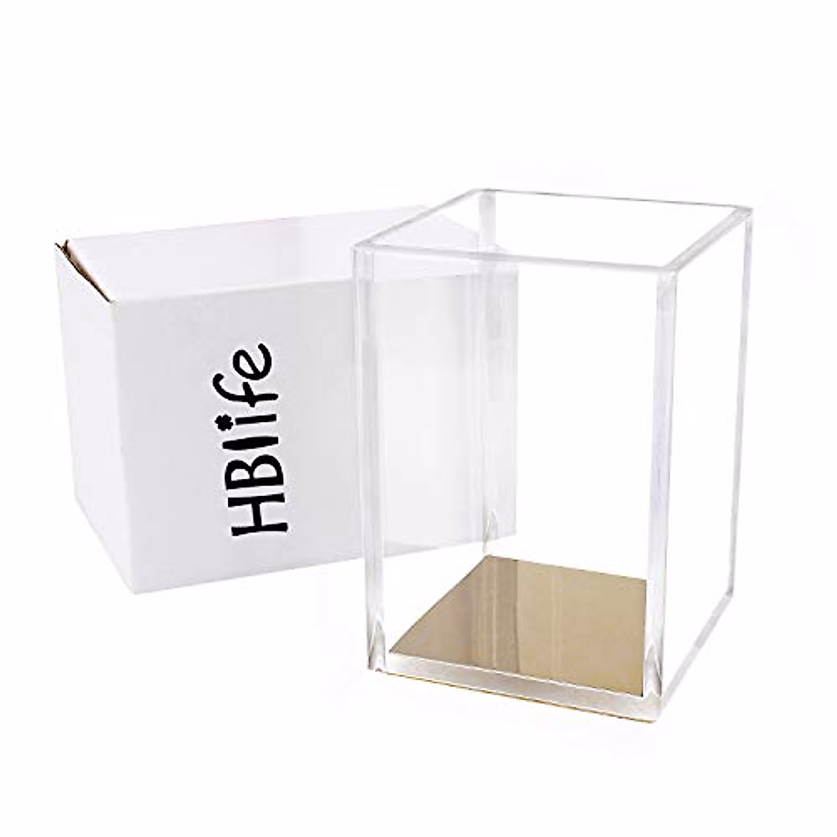 HBlife Acrylic Pencil and Pen Holder, Rose Gold Desktop Stationery Organizer Modern Design Office Desk Accessory