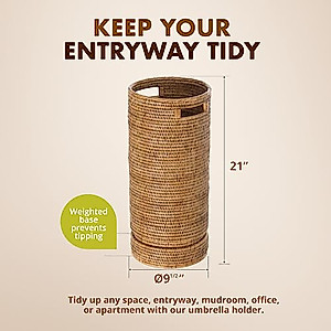 Kouboo 1060070 La Jolla Rattan Round Umbrella Stand with Water Catch, Honey Brown