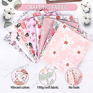 UPSYTIO 8PCS Cotton Fabric Bundles - 18 × 22 Inches Floral Printed Fat Quarters Quilting Sheets for Sewing Crafts Patchwork and DIY Projects(Pink)