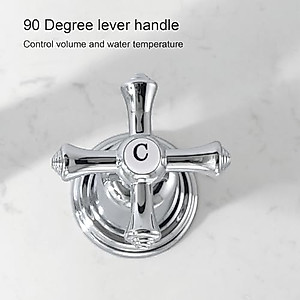 RKF Faucet- Replacement Classic Cross Knobs Handles with Valve Faucet Accessory Faucet Parts Faucet Kit Chrome Polished W033