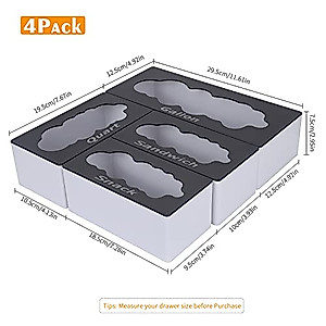 Levvohd 4 Separate Ziplock Bag Storage Organizer, Food Zip lock Bag Storage Organizer for Kitchen Drawer, Compatible with Gallon, Quart, Sandwich & Snack Variety Size Baggie Dispenser (White+Black)