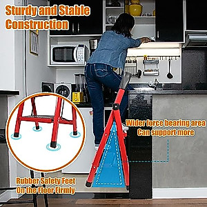 2 Step Ladder,Folding Step Stool with Handgrip and Anti-Slip Wide Pedal,Lightweight and Sturdy,Ideal for Home Kitchen Office Use.