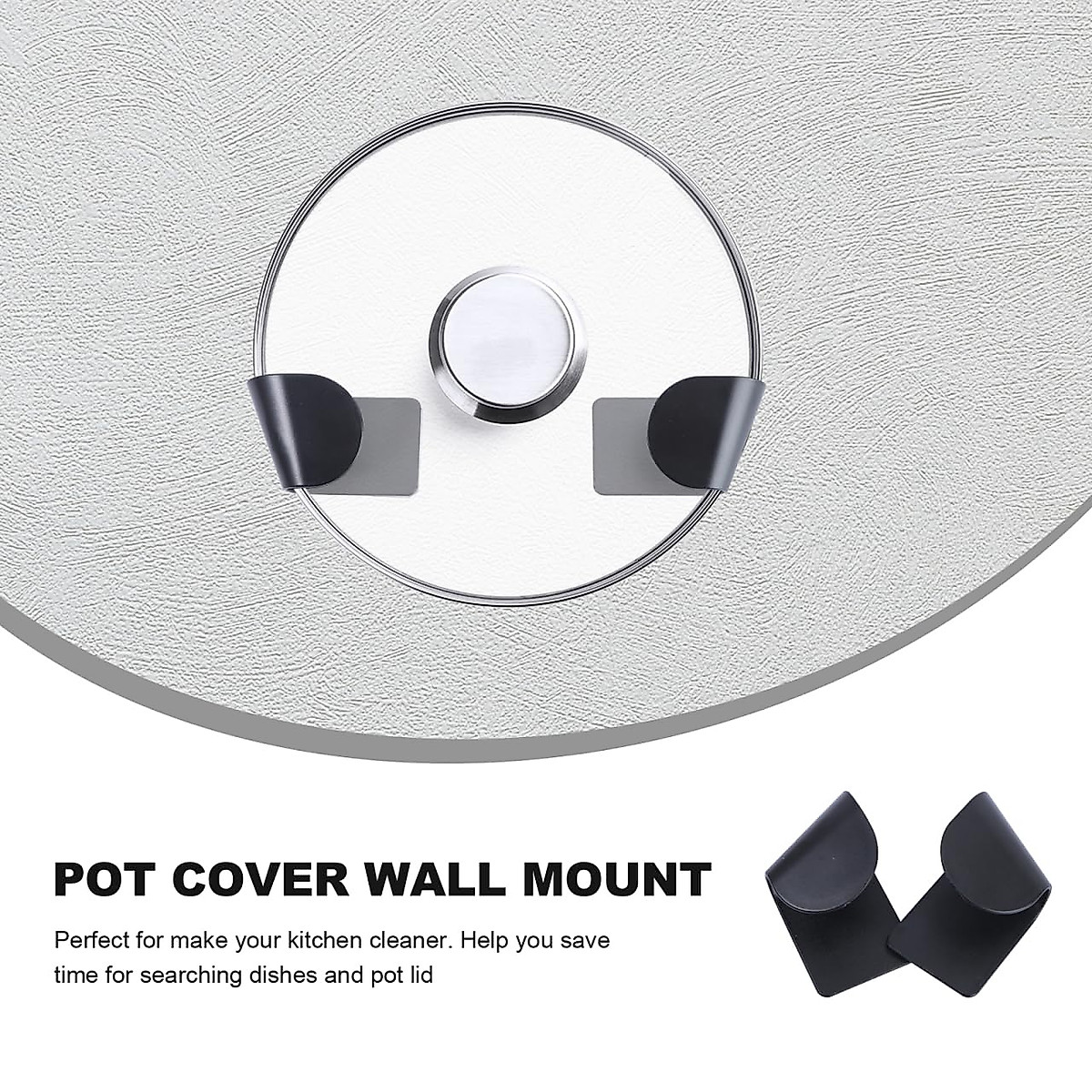 Hemoton 5 Pairs Wall Mount Pot Lid Organizers, Adjustable Pot Lid Holder Cabinet Door Organizer Pot Hangers Racks, Plastic Pan Storage Racks Holders for Kitchen, Saving Space& Free Size