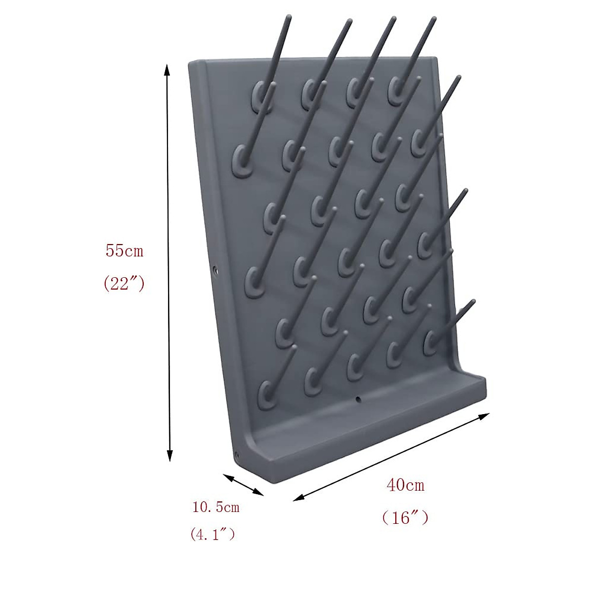 INTBUYING Bottle Drying Rack Pegboard Wall Mounted Desk Grey 27Pegs Removable PP Glassware Drying Draining Rack Education&lab Cleaning Equipment