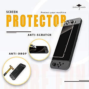 Ghost Manta 13 in 1 Accessories Kit Compatible with Nintendo Switch Earphone, Carry Bag, Tempered Glass, Game Card Storage, 2 Silicon Case, 4 Thumb Grips