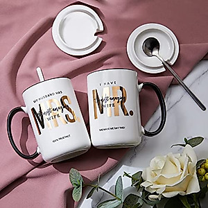 AW BRIDAL Mr and Mrs Gifts 12 OZ Ceramic Mug Set of 2, Novelty Coffee Mugs | Bachelorette Bridal Shower Gift For Bride, Engagement Newlywed Anniversary Honeymoon Wedding Gifts for Couple Unique 2023
