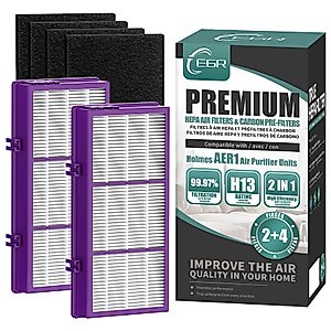 EGR HAPF300AP Performance Plus Filter for Holmes, AER1 Filters for Air Purifier Holmes, Replacement HAPF300AP-U4 (2 Ture HEPA Filters + 4 Carbon Filters + 1 Cleaning brush)