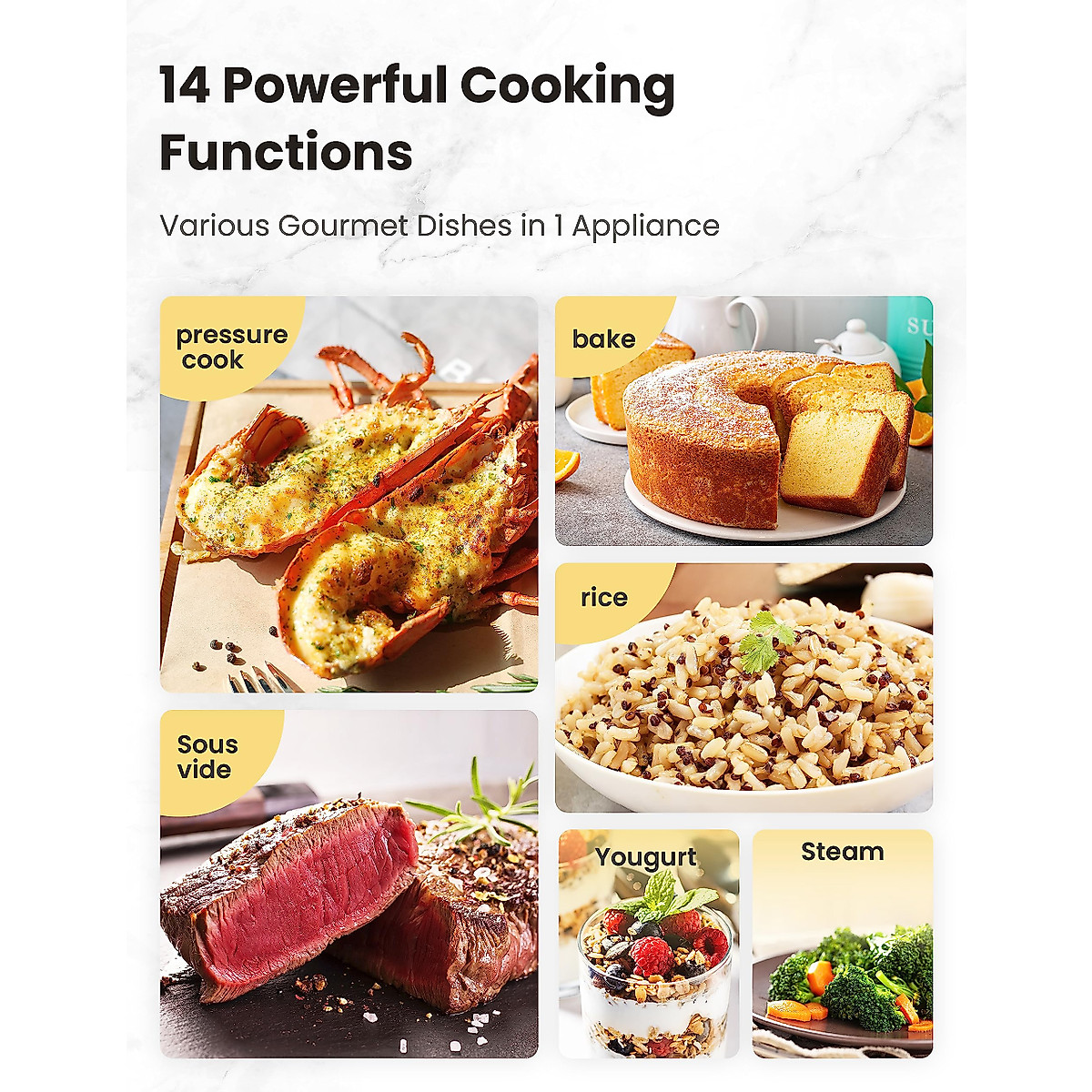 COMFEE’ 9-in-1 Electric Pressure Cooker 14 Presets Instant Multi Cooker Olla de Presion Non-Stick Pot Yogurt Maker Rice Cooker Slow Cooker Sauté Steamer 6 Quarts Black, Aluminum